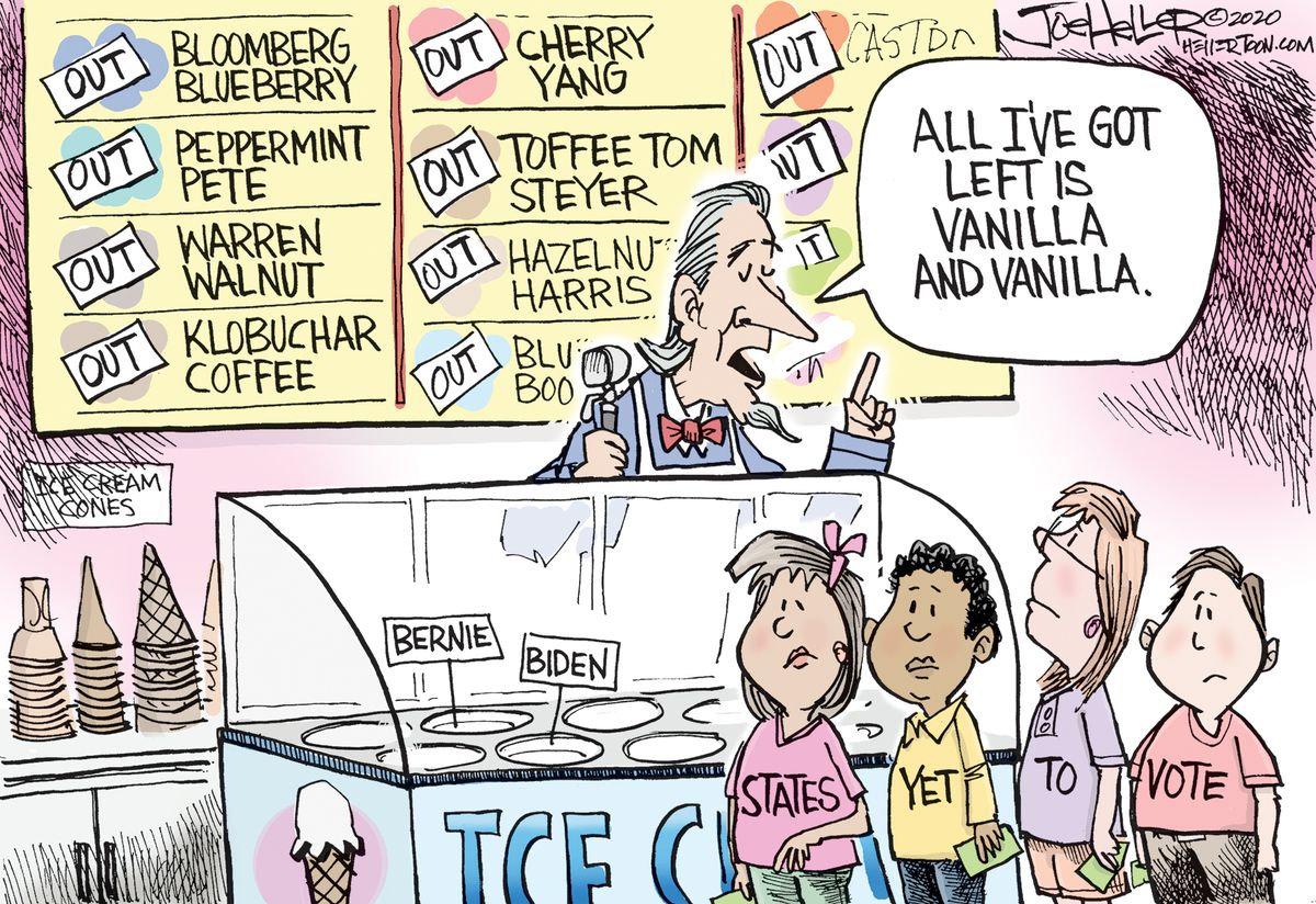 Political Cartoon U.S. 2020 election democrat selection white ...