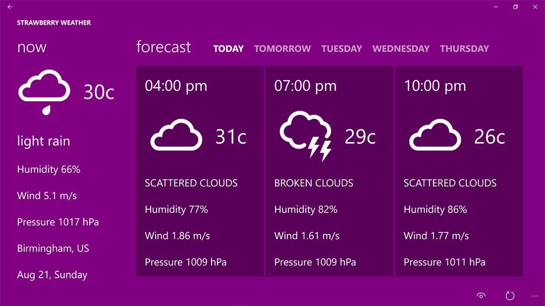 Strawberry Weather is a colorful way to check up on your local forecast ...