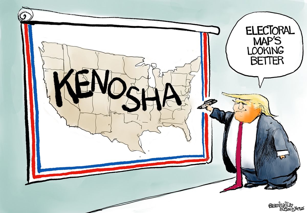 Political Cartoon U.S. Trump Kenosha electoral map 2020 | The Week