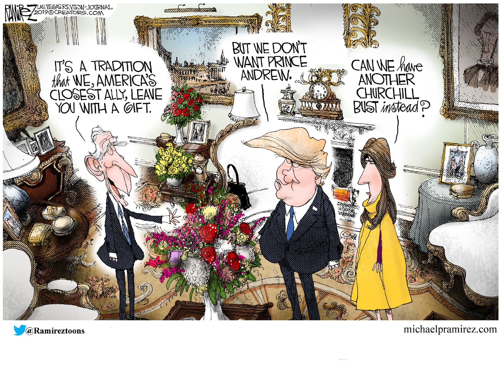 Political Cartoon World Trump UK Visit Royals Gift Prince Andrew | The Week