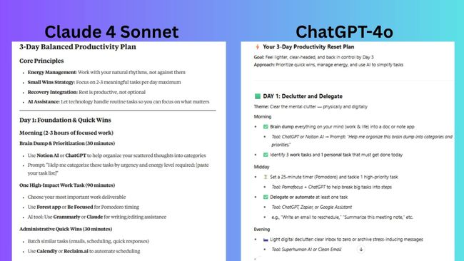 I tested Claude 4 Sonnet vs ChatGPT-4o with 7 prompts — the results ...