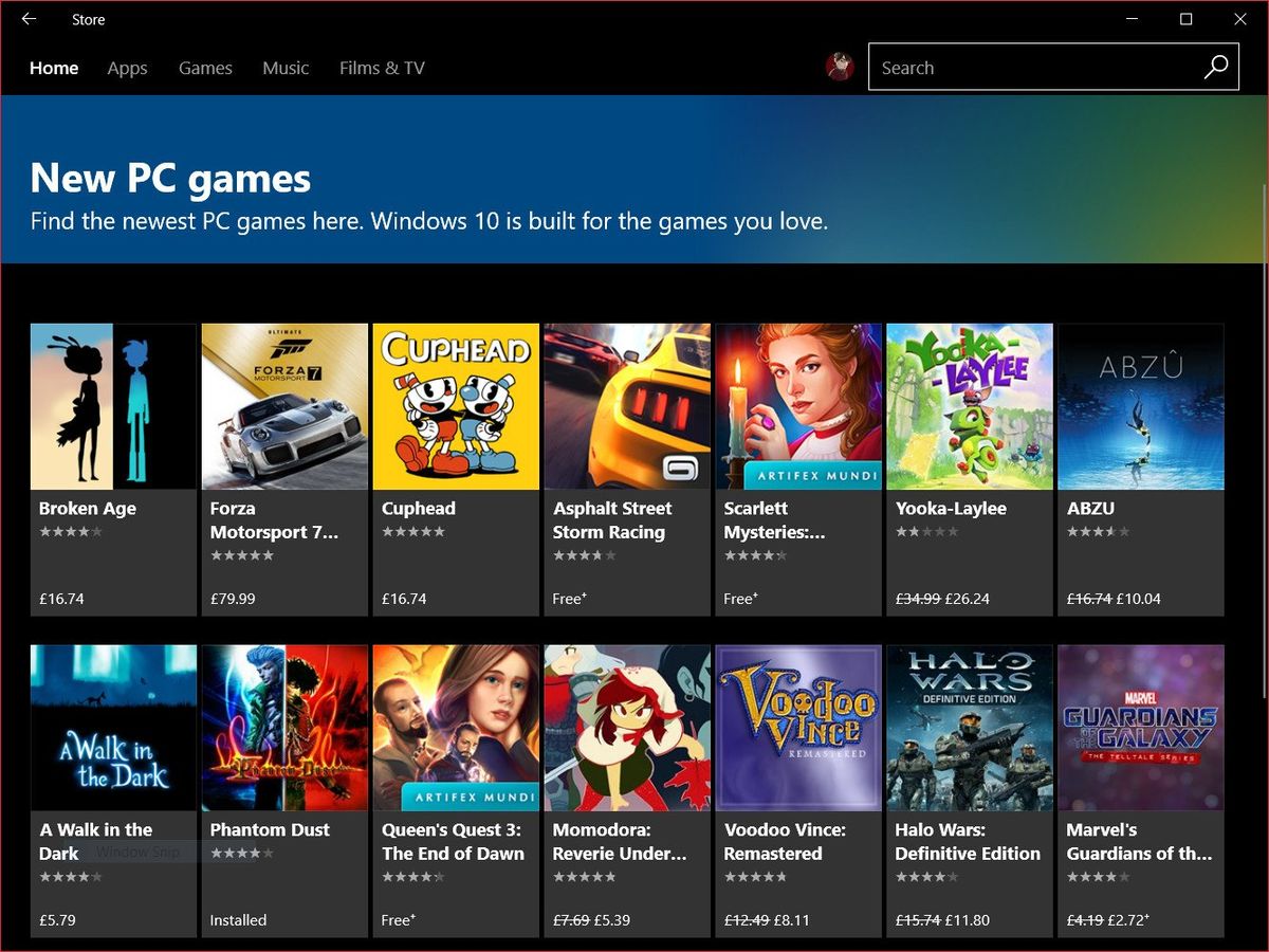 The Windows 10 Store Games Section Has Seen A Few positive Changes