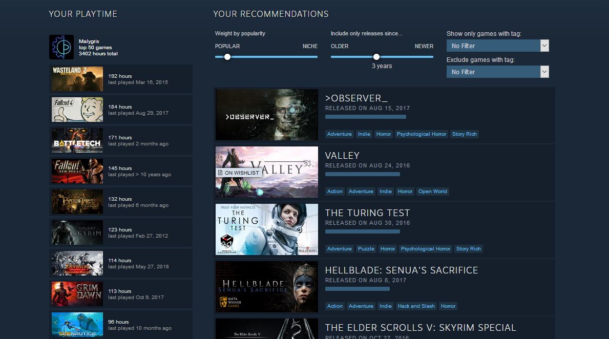 Steam's new 'Interactive Recommender' uses machine learning, not tags ...