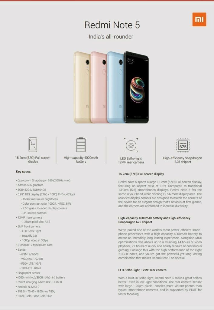 Xiaomi Redmi Note 5 and Redmi Note 5 Pro specs detailed in full ahead ...
