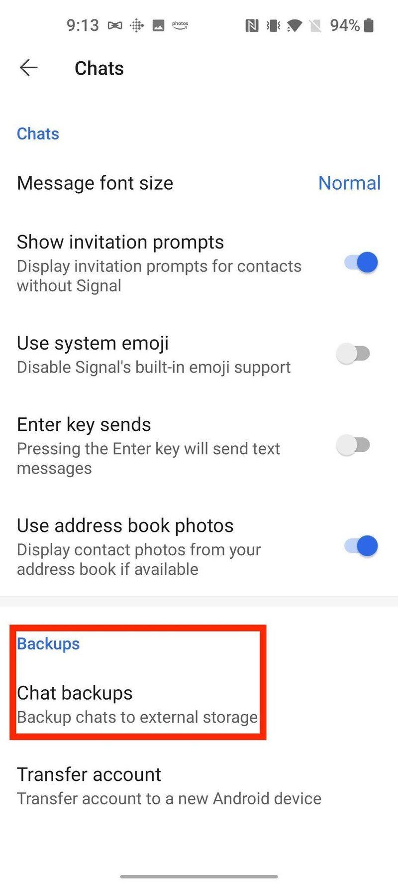 How to enable automatic Signal backups on an Android phone | Android ...