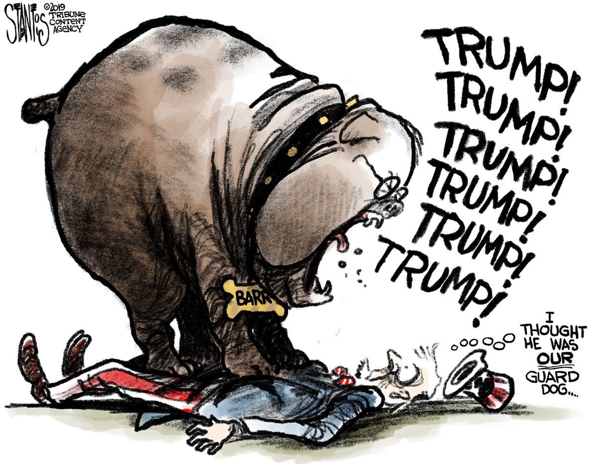 Political Cartoon U.S. William Barr Trump Guard Dog | The Week