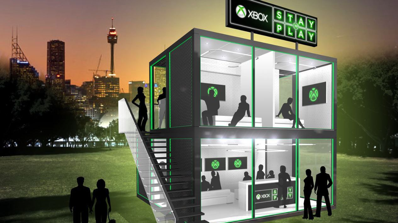 Microsoft unveils giant Xbox One X box for slumber parties in Sydney ...