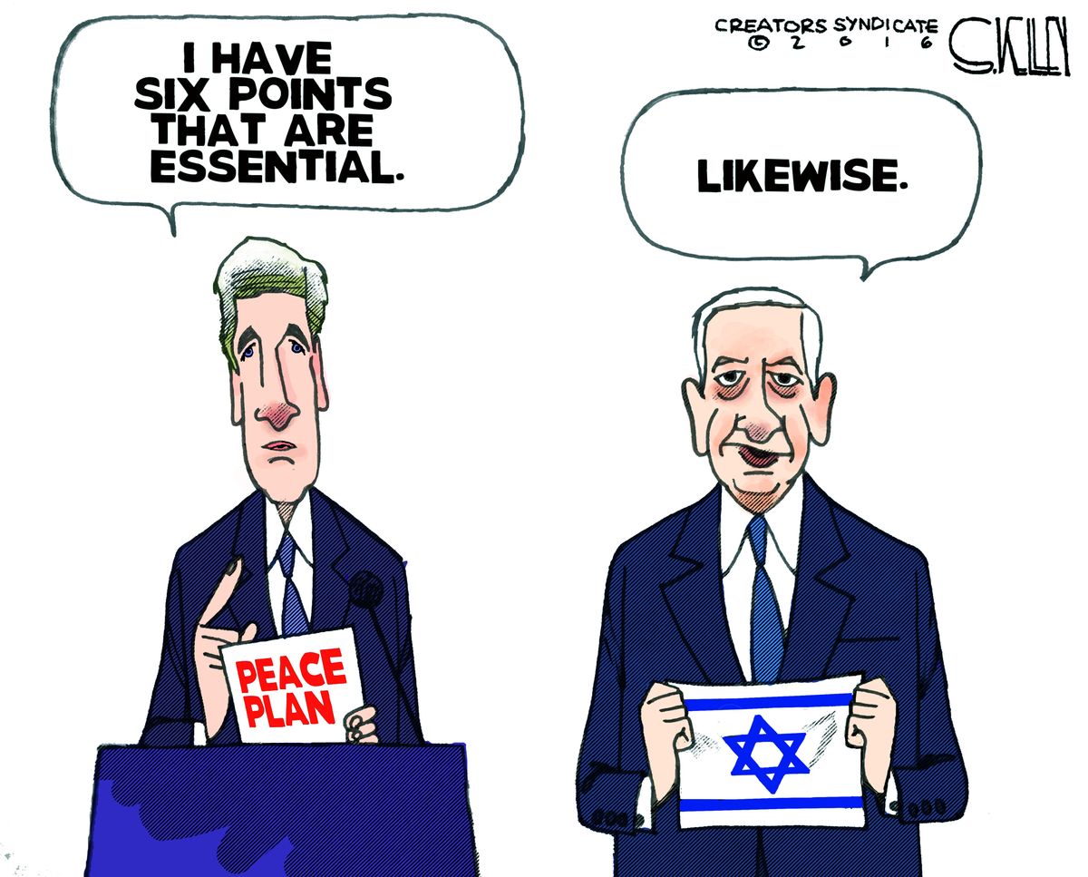 Political cartoon U.S. John Kerry Israel address Benjamin Netanyahu ...
