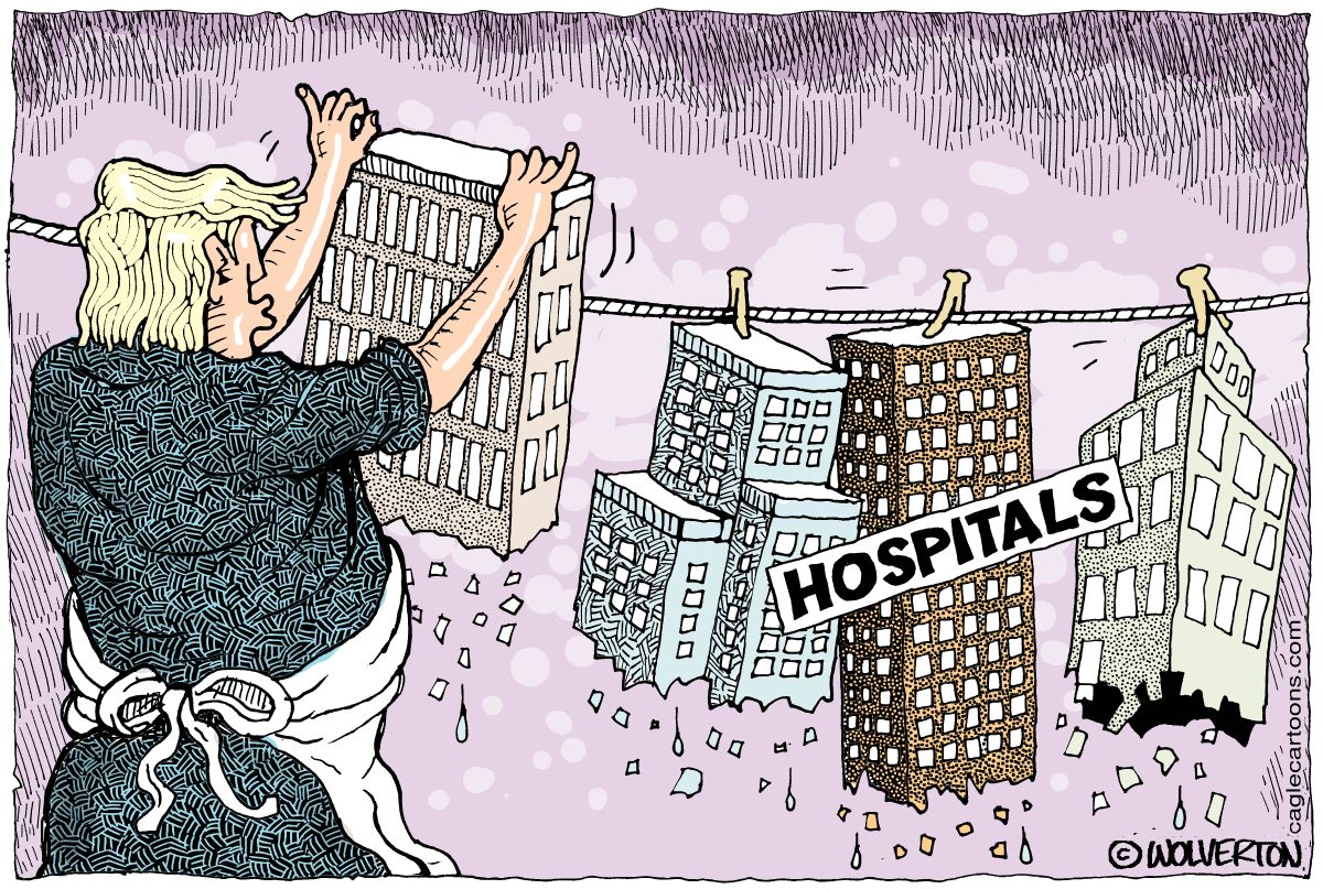 Political Cartoon U.S. Hospitals hang to dry Trump no medical supplies ...
