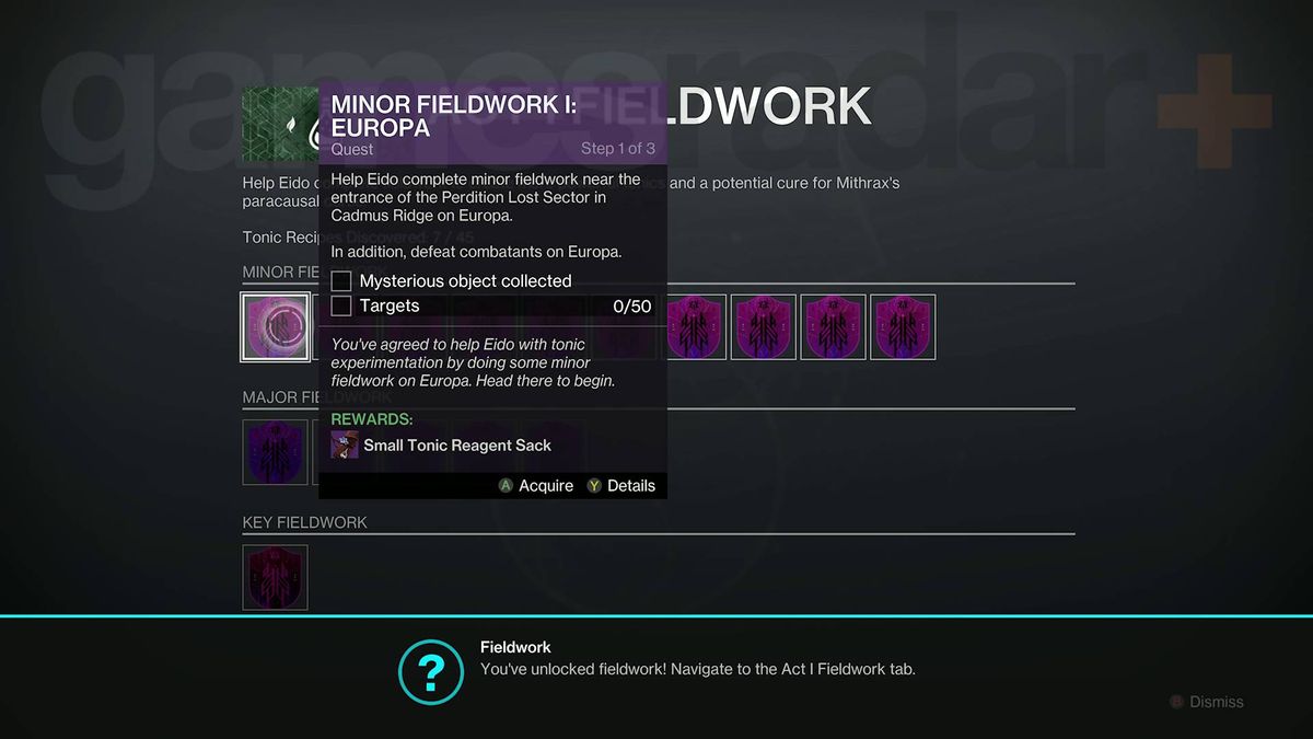How the Destiny 2 Fieldwork Tab works | GamesRadar+