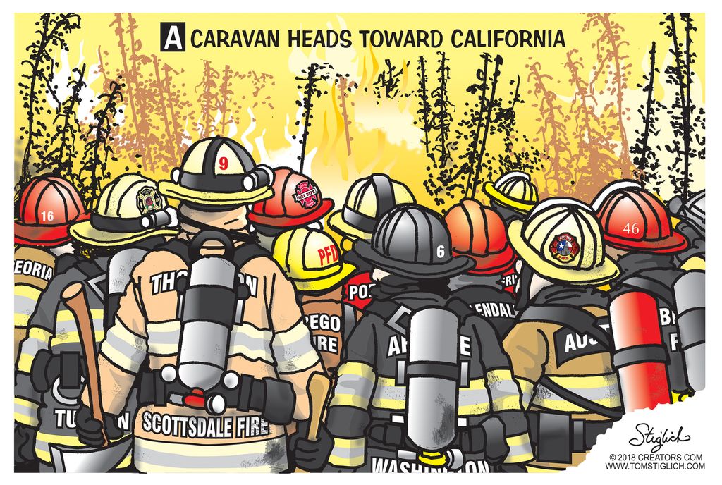 U.S. California wildfires caravan of firefighters help Arizona Oregon ...