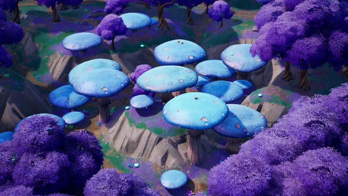 Land at Groovy Grove or Fungi Farm and travel to The Glow in Fortnite ...