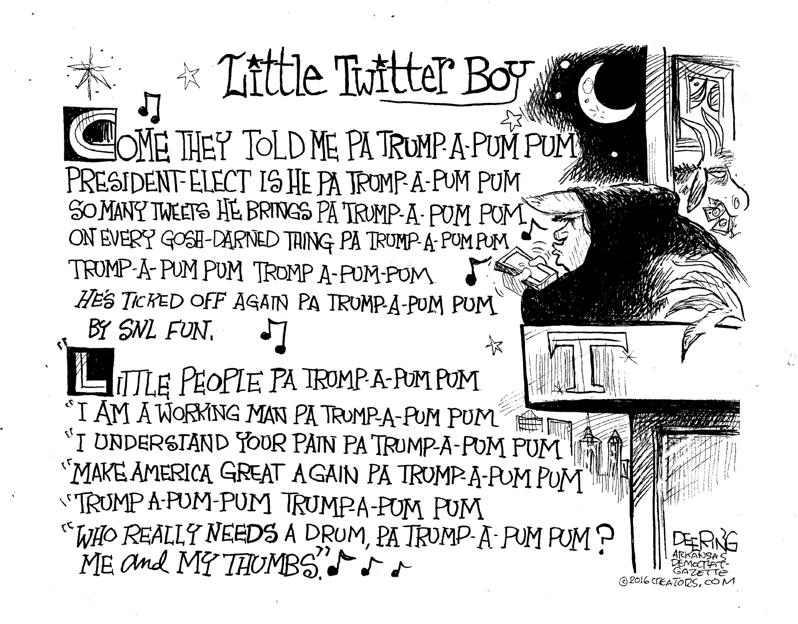 Political cartoon U.S. Christmas holiday Donald Trump twitter | The Week