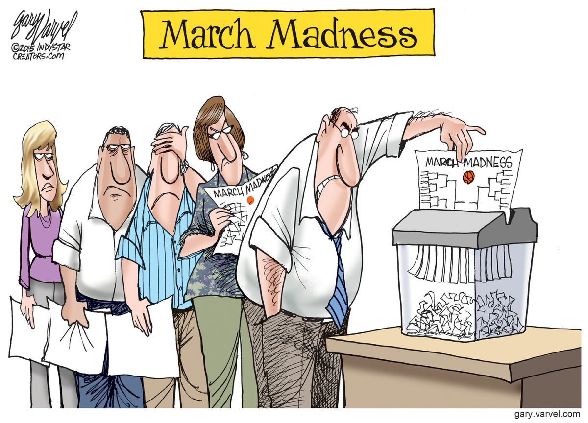 Editorial cartoon U.S. March Madness brackets office pools | The Week