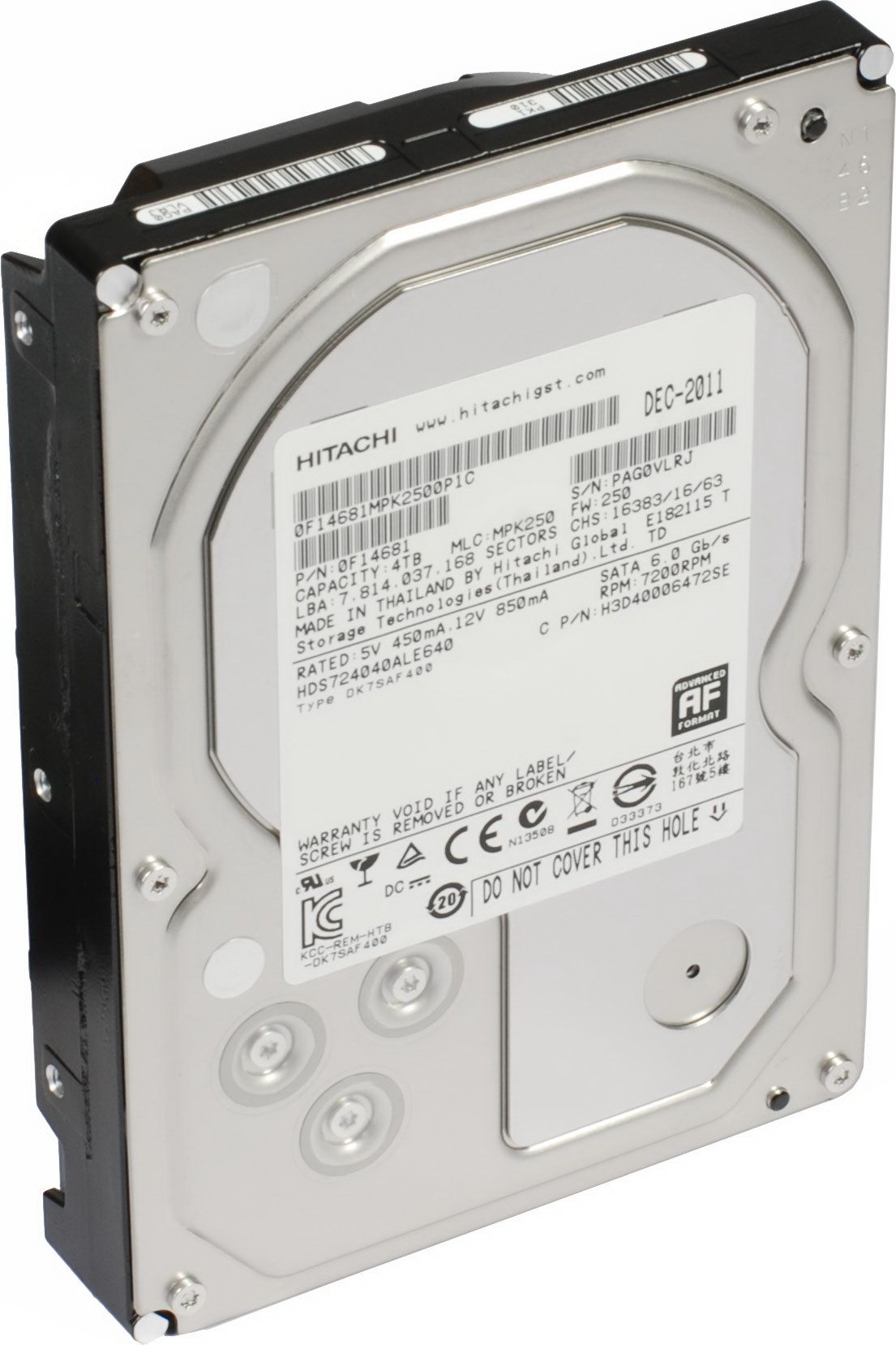 Hitachi Deskstar 7K4000 (HDS724040ALE640) - Hitachi's 4 TB Hard Drives ...