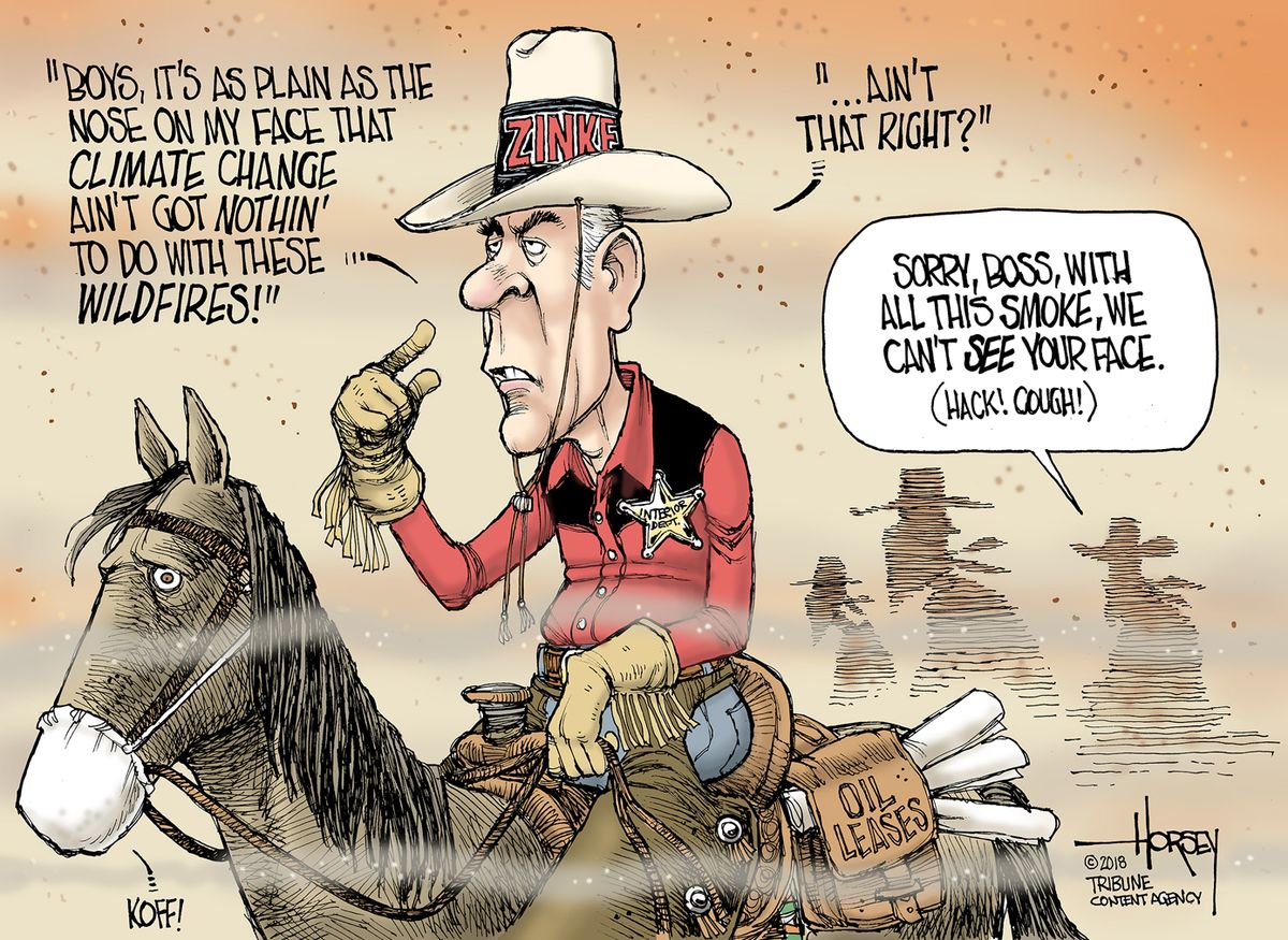 Editorial cartoon U.S. wildfires Andrew Wheeler EPA climate change ...