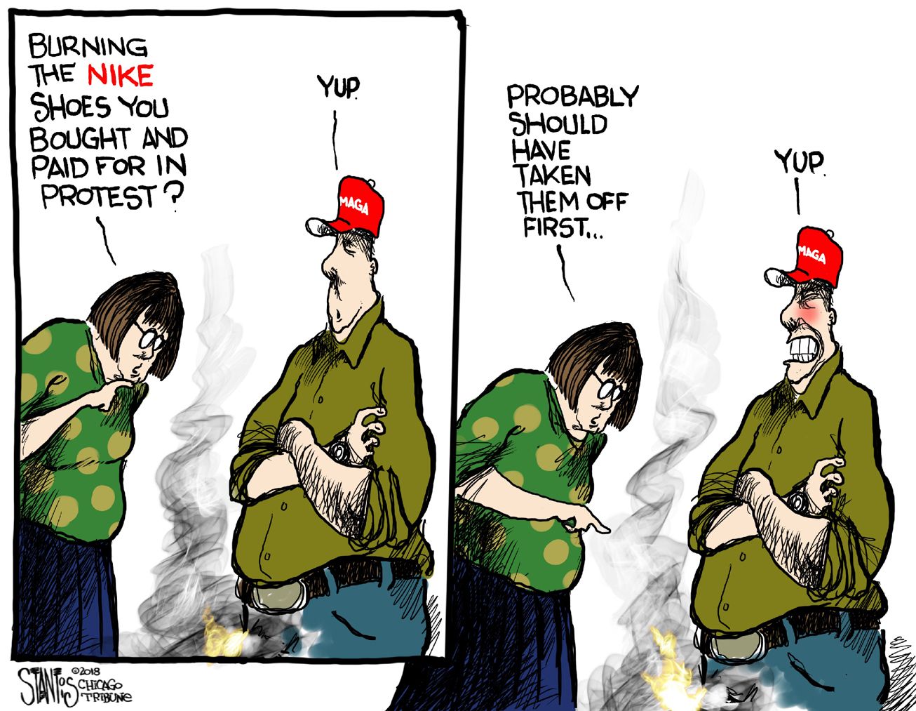 Political cartoon U.S. MAGA Trump Colin Kaepernick Nike | The Week