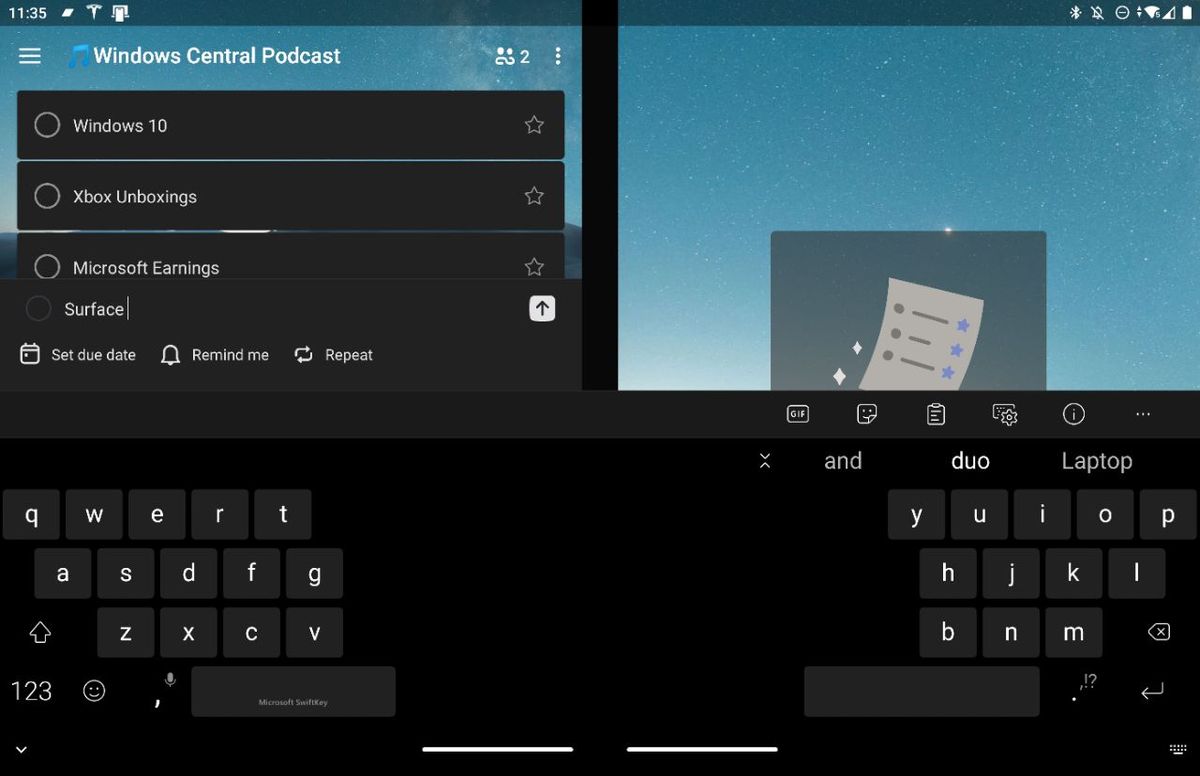 Microsoft SwiftKey now supports thumb typing across both displays on ...