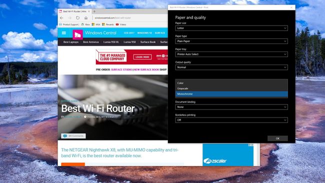 How to print content in black and white colors on Microsoft Edge ...