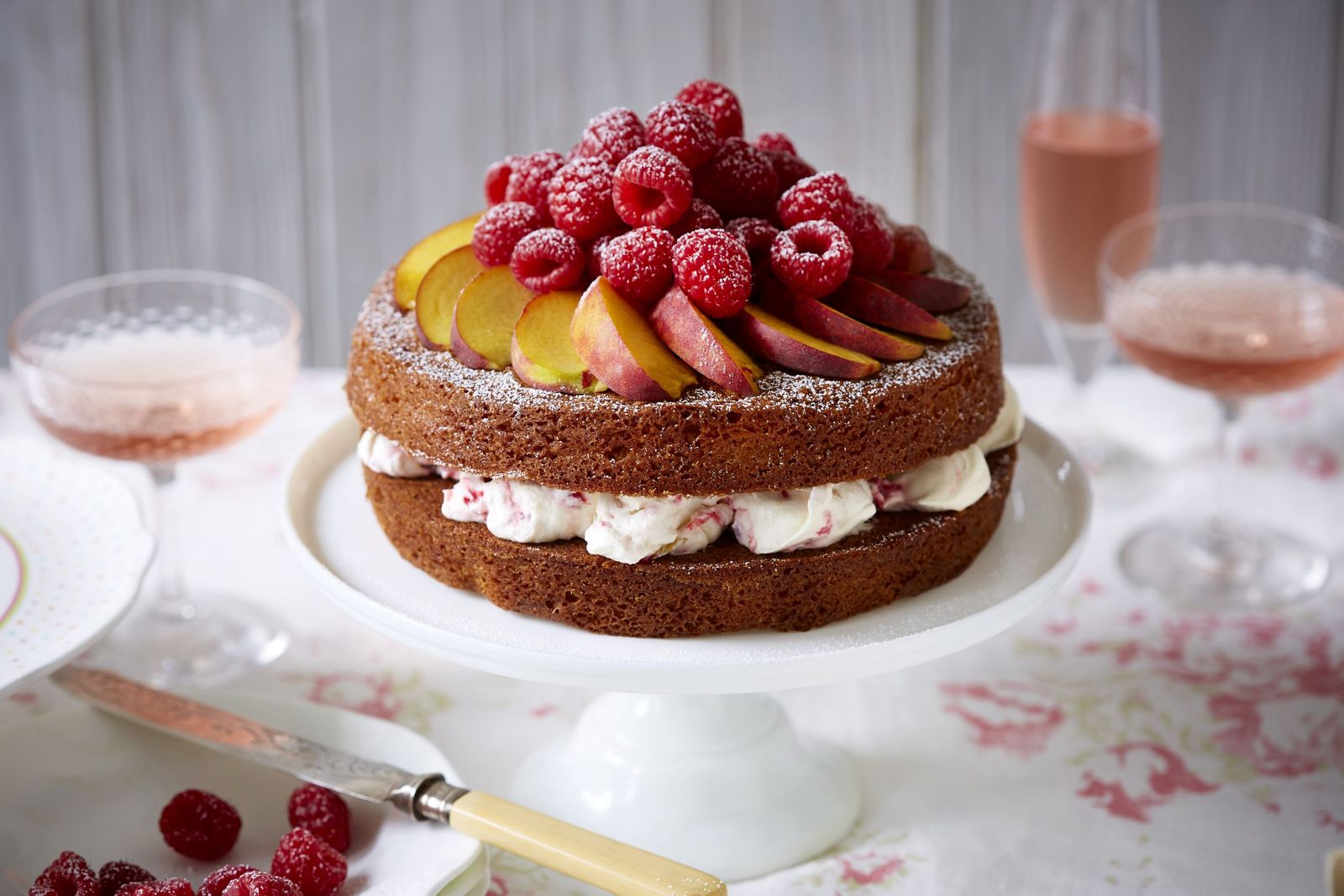 Ground Almond Cake with Peach and Raspberry Recipes | Woman & Home