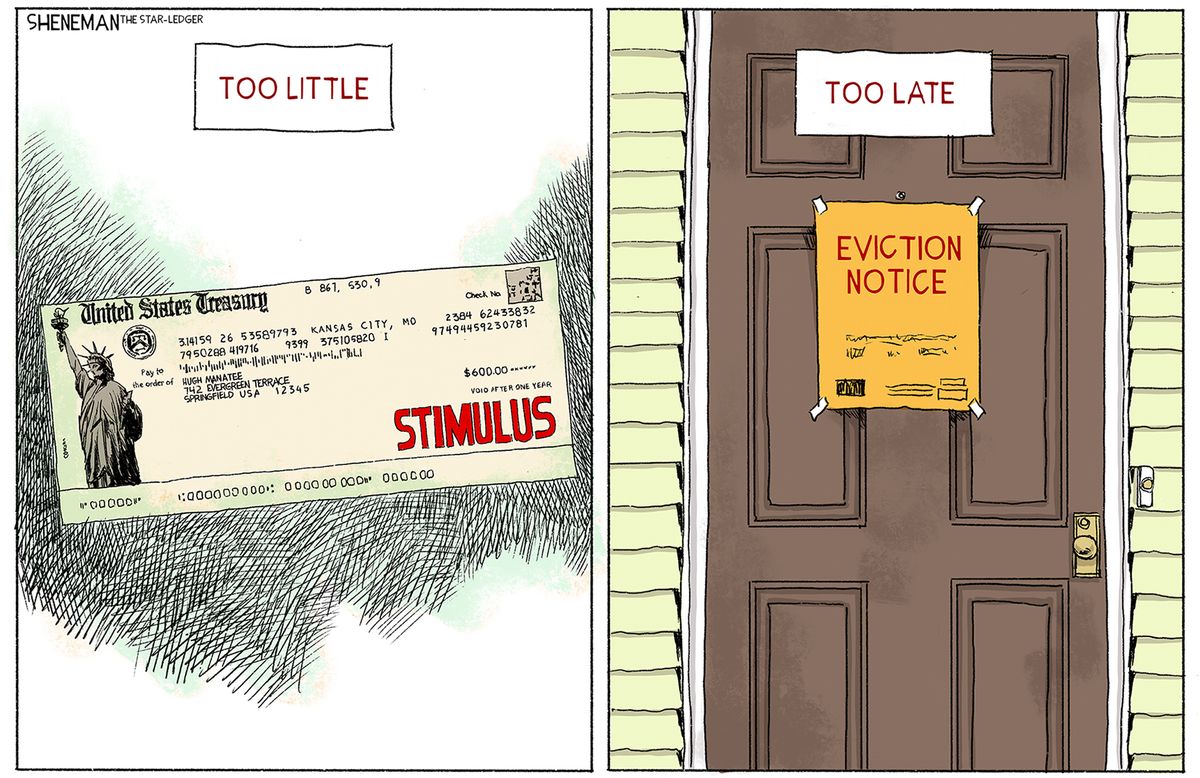 Editorial Cartoon U.S. COVID stimulus relief evictions | The Week