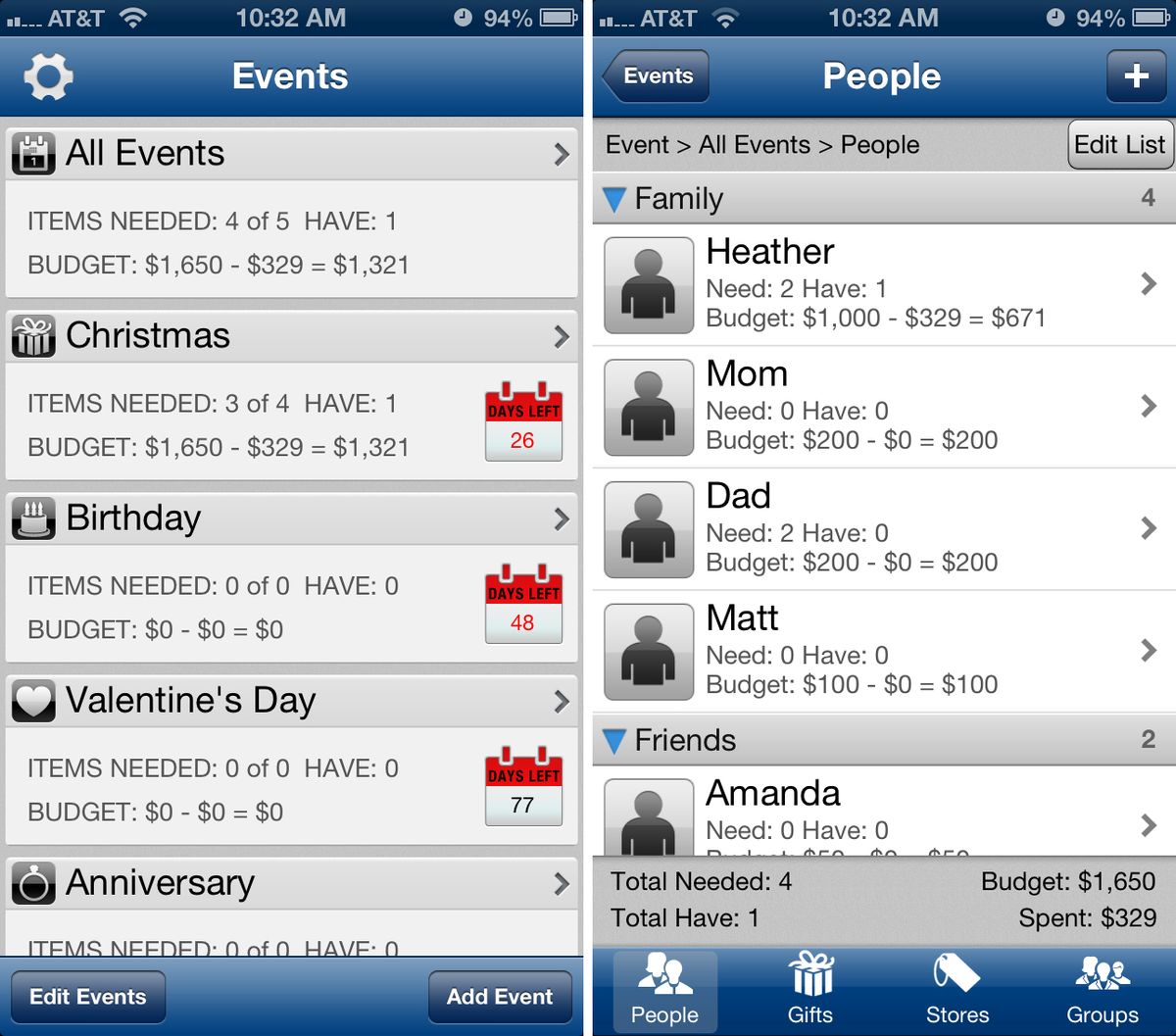 Gift Plan vs. Gifts HD 2 vs. mGifts: Gift planning apps for iPhone ...