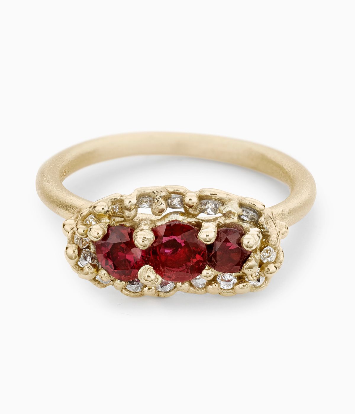 Ruth Tomlinson’s rubies bring vibrancy to textured gold rings | Wallpaper*