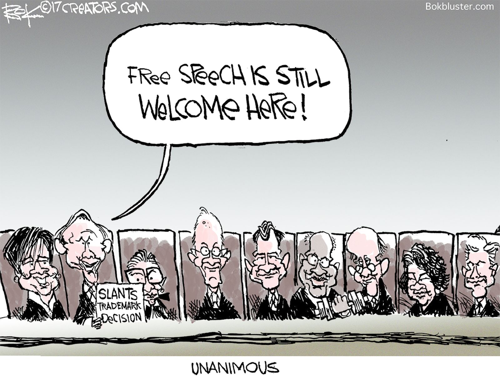Political cartoon U.S. Supreme Court free speech Slants | The Week