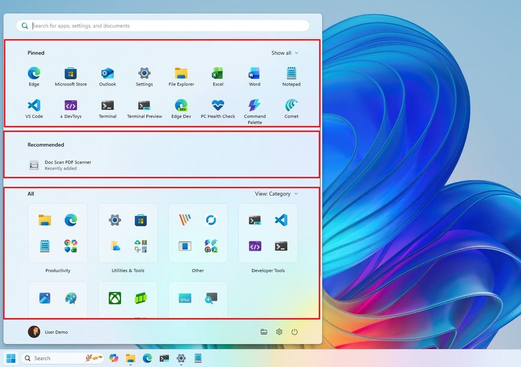 Microsoft revamps the Start menu in Windows 11 — scrollable layout, new ...