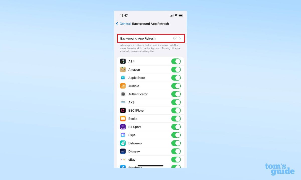 Here's how to turn off Background App Refresh on an iPhone | Tom's Guide