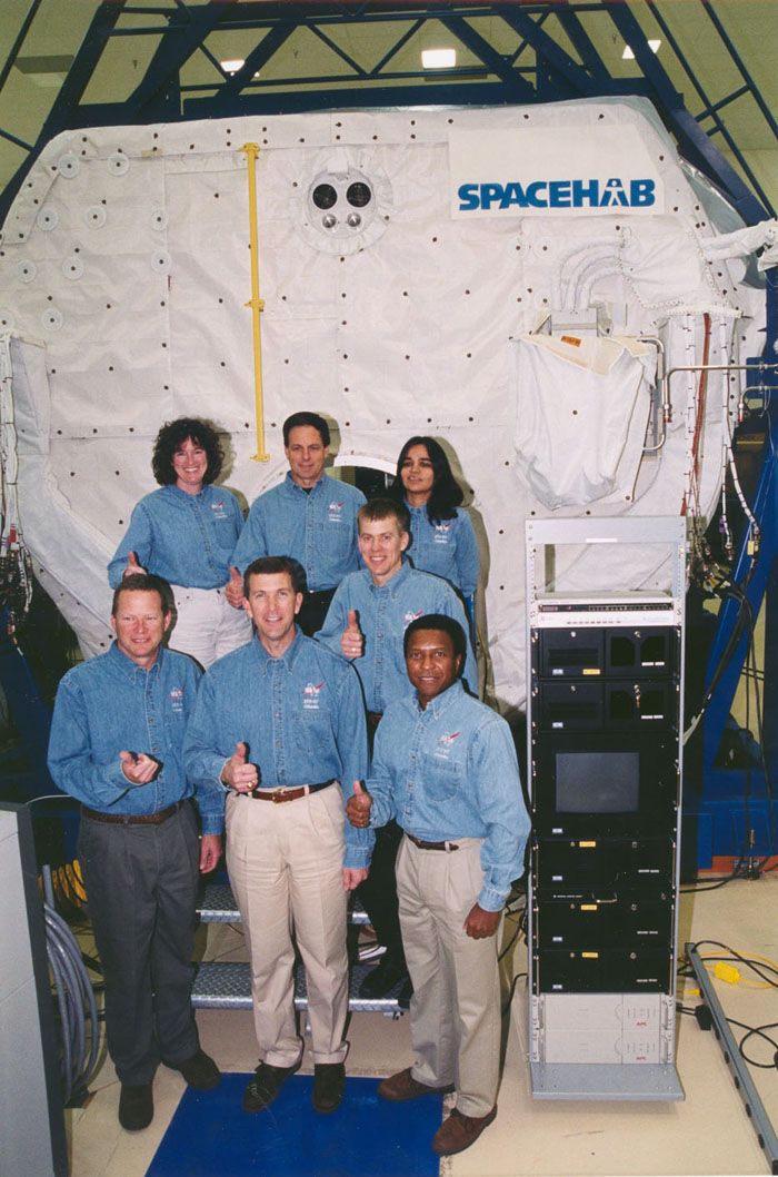 Space History Photo: STS-107 Crew in front of SPACEHAB | Space