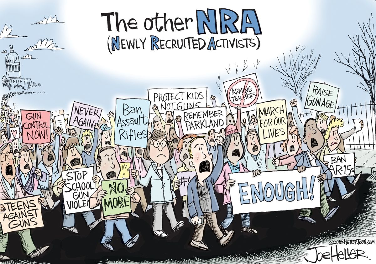 Political cartoon U.S. Student protests Washington NRA March for Our ...