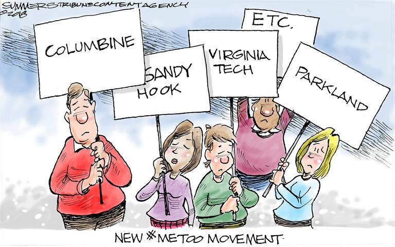 Political cartoon U.S. Parkland school shootings gun violence Me Too ...