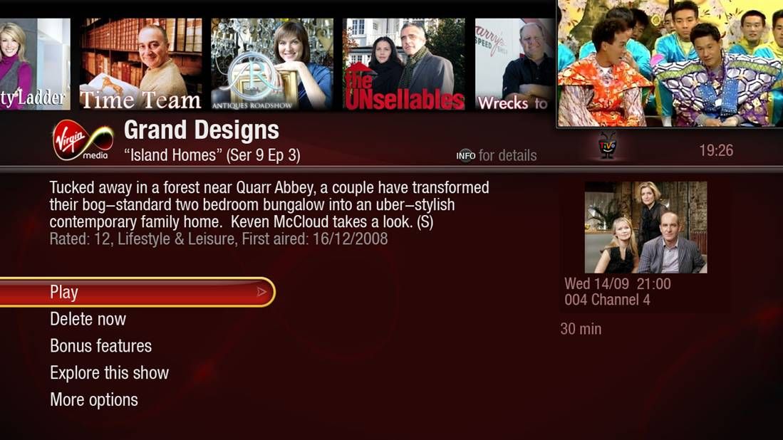 Virgin Media powered by TiVo: User Interface - Virgin Media TiVo review ...