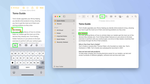 How to create neater Notes in iOS 18 and macOS Sequoia | Tom's Guide