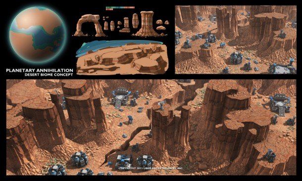 Planetary Annihilation screenshots show buildings, units, unit cannon ...