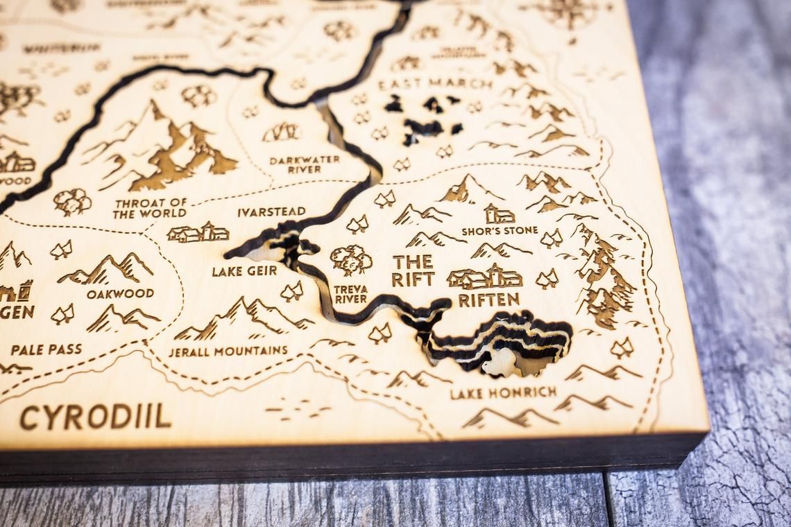 These handcrafted wood maps of video game worlds are excellent | PC Gamer