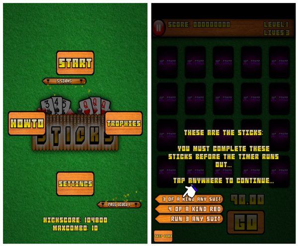 Sticks, a high speed Windows Phone card game that could drive you nuts ...