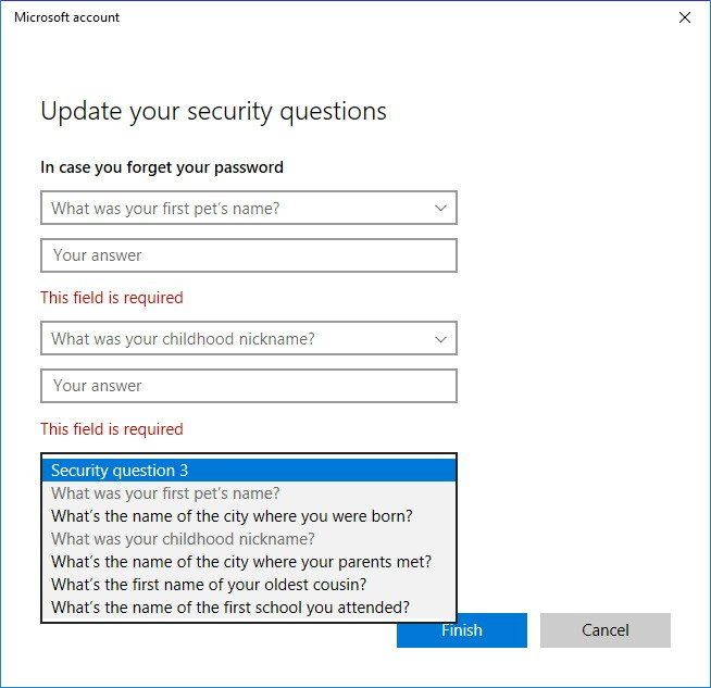 How to enable reset local account password on Windows 10 April 2018 ...