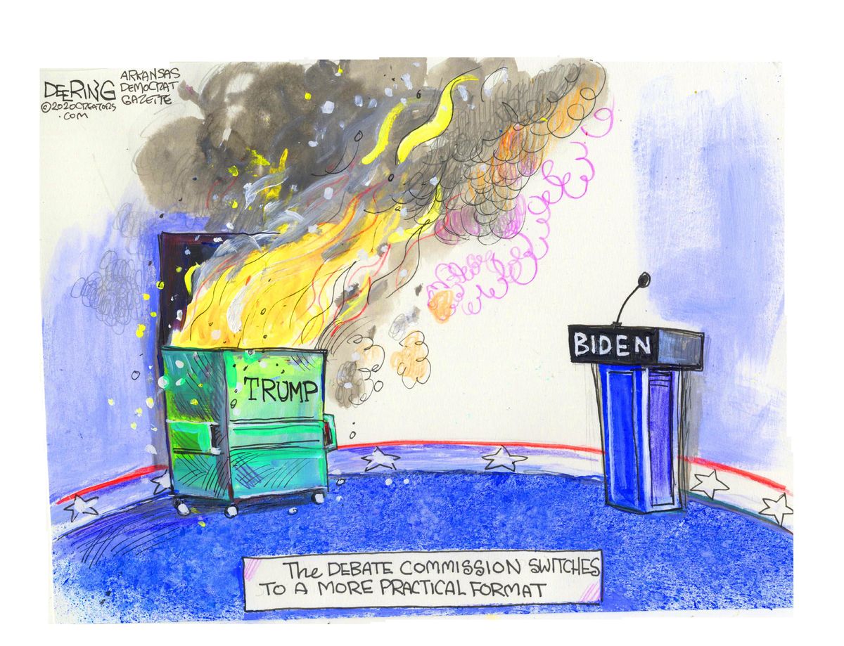 Political Cartoon U.S. Trump debate dumpster fire | The Week