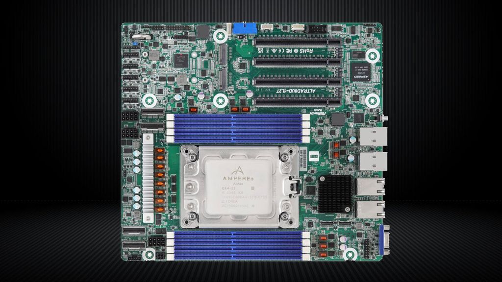 Ampere's 128-core CPU works with a motherboard the size of a dinner ...