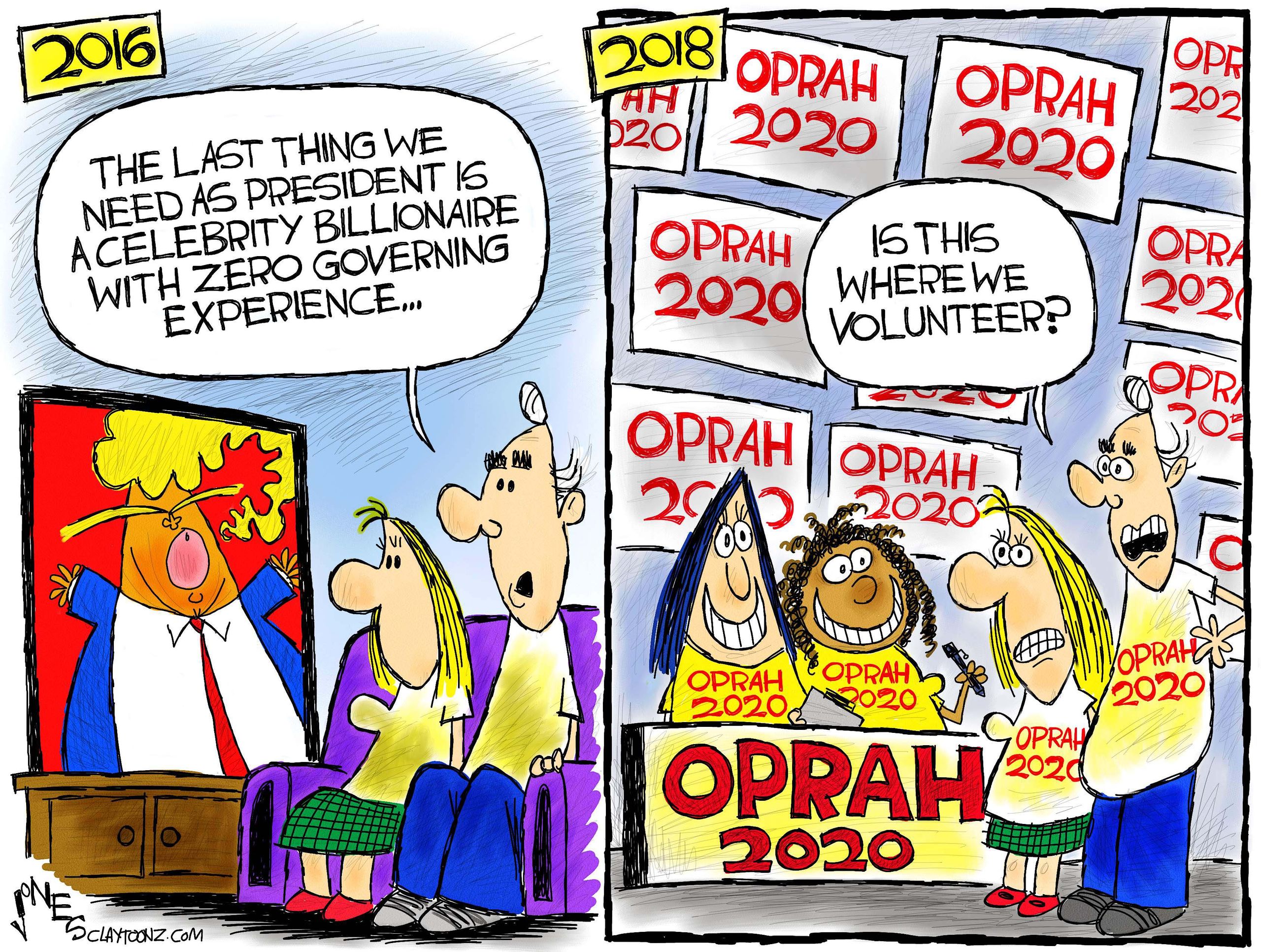Political cartoon U.S. Oprah 2020 Trump Hollywood liberals | The Week