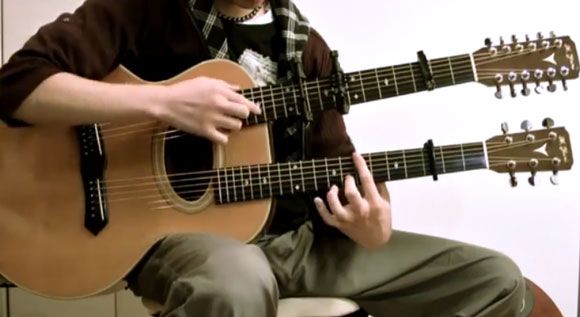 Watch T-cophony's Two-Hand, Double-Neck Guitar Tapping — Video | Guitar ...