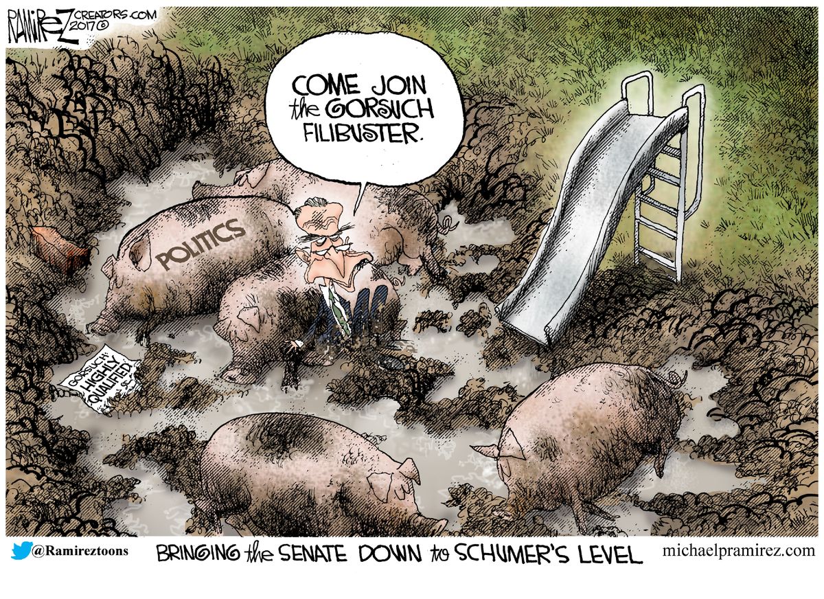 Political Cartoon U.S. Chuck Schumer Senate Democrats Gorsuch Supreme ...