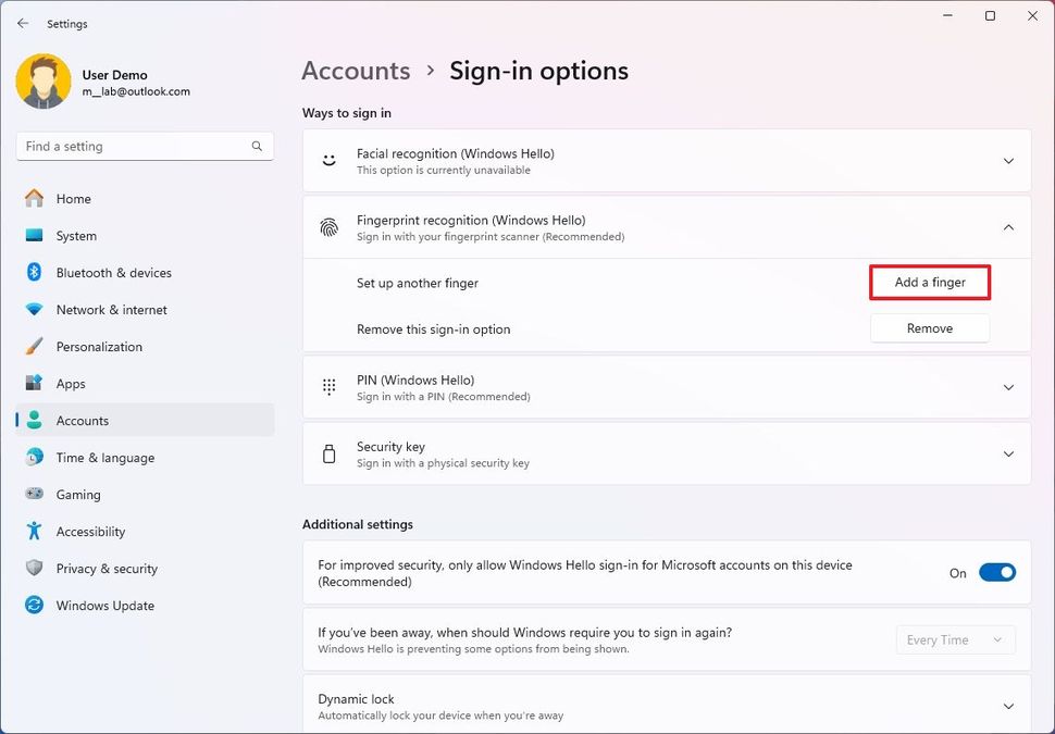 How to configure Windows Hello authentication on Windows 11 | Windows ...