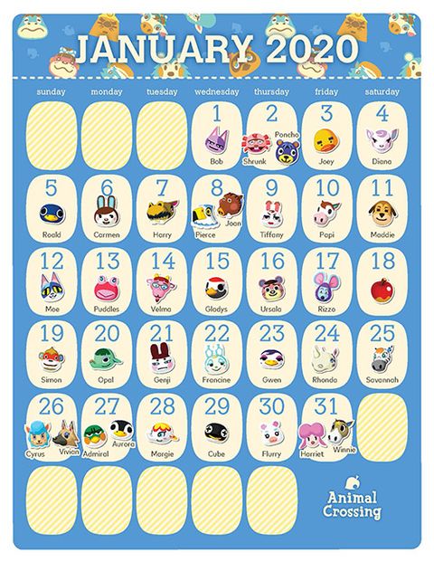 This printable Animal Crossing calendar lets you keep track of in-game ...