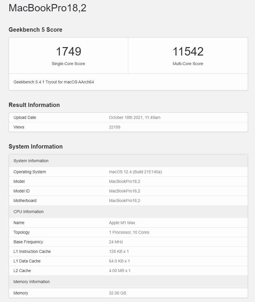 MacBook Pro M1 Max first benchmarks allegedly leak — here's the results ...