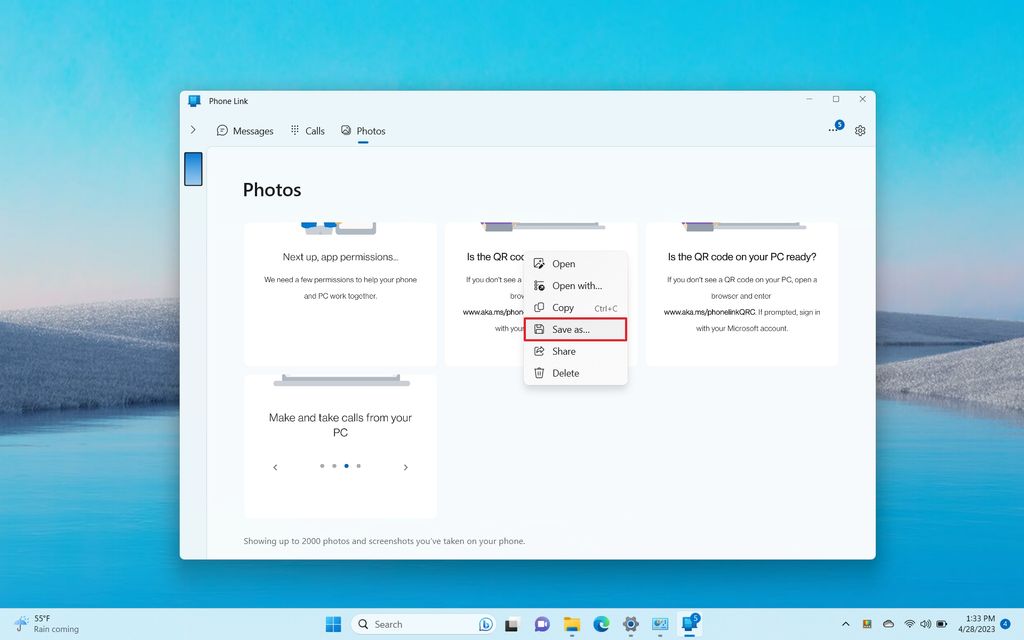 How to use Phone Link to share pictures from phone to computer on ...