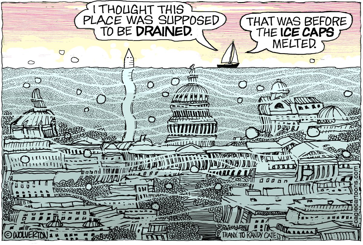 Political cartoon U.S. Trump drain the swamp climate change | The Week