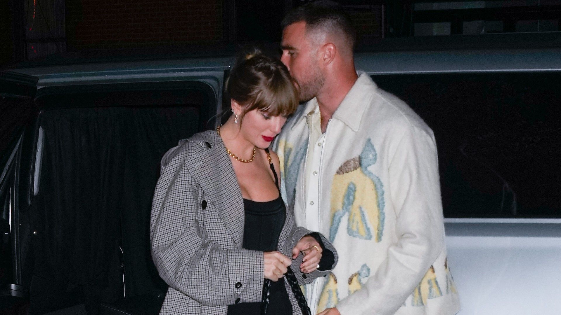 Taylor Swift Was Pictured Kissing Travis Kelce on the Cheek | Marie Claire